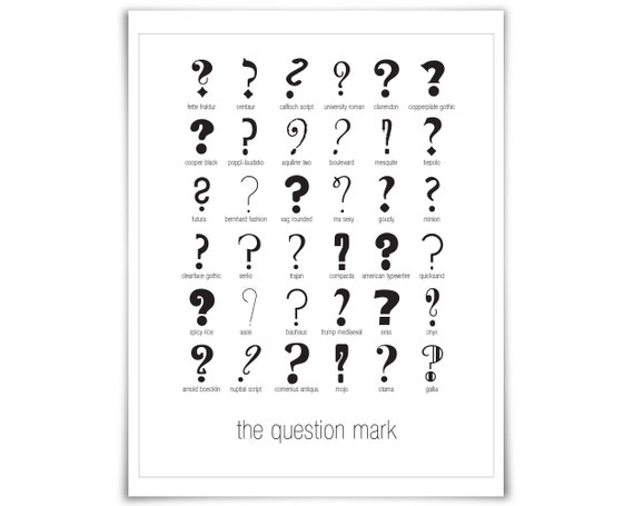 Question Marks Art Print Punctuation Typography Poster