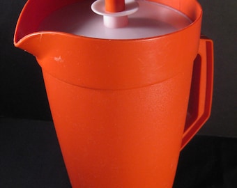 Retro Vintage Tupperware Pitcher 800-5, Orange, Servalier Lid, iced tea ...