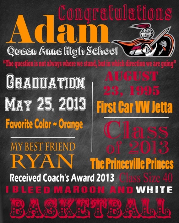 Graduation Poster High School Graduation 16x20 printable