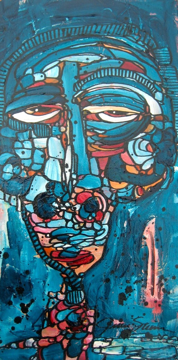 Funky Abstract Art Steiner Original Outsider Folk Painting