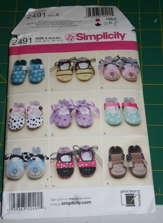 Baby Shoe Sewing Pattern Simplicity 2491Destash UNCUT by Aurelas