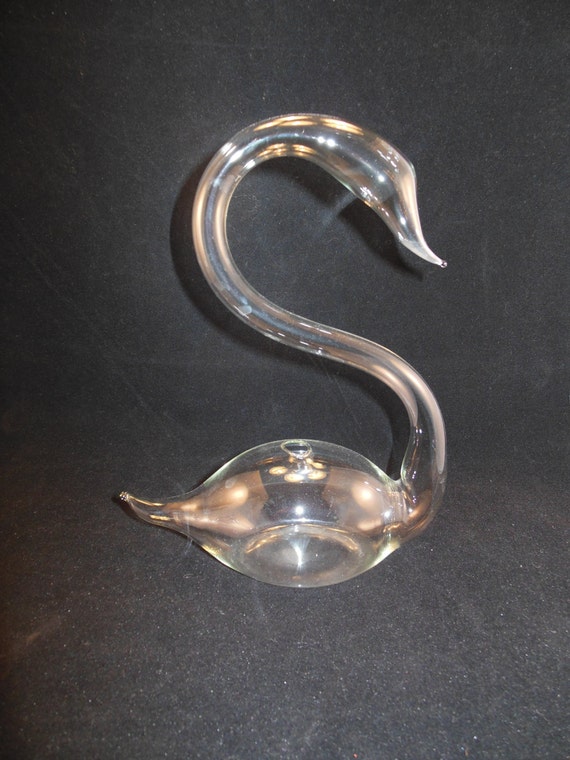 Swan Barometer Clear Glass Bird
