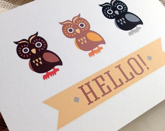 Items similar to Mini Owl Notecards, set of 12 with envelopes on Etsy