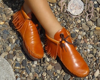 Moccasin Red Moccasins Moccasin Boots Womens by HolyCowproducts
