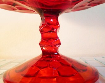 Red glass plate | Etsy