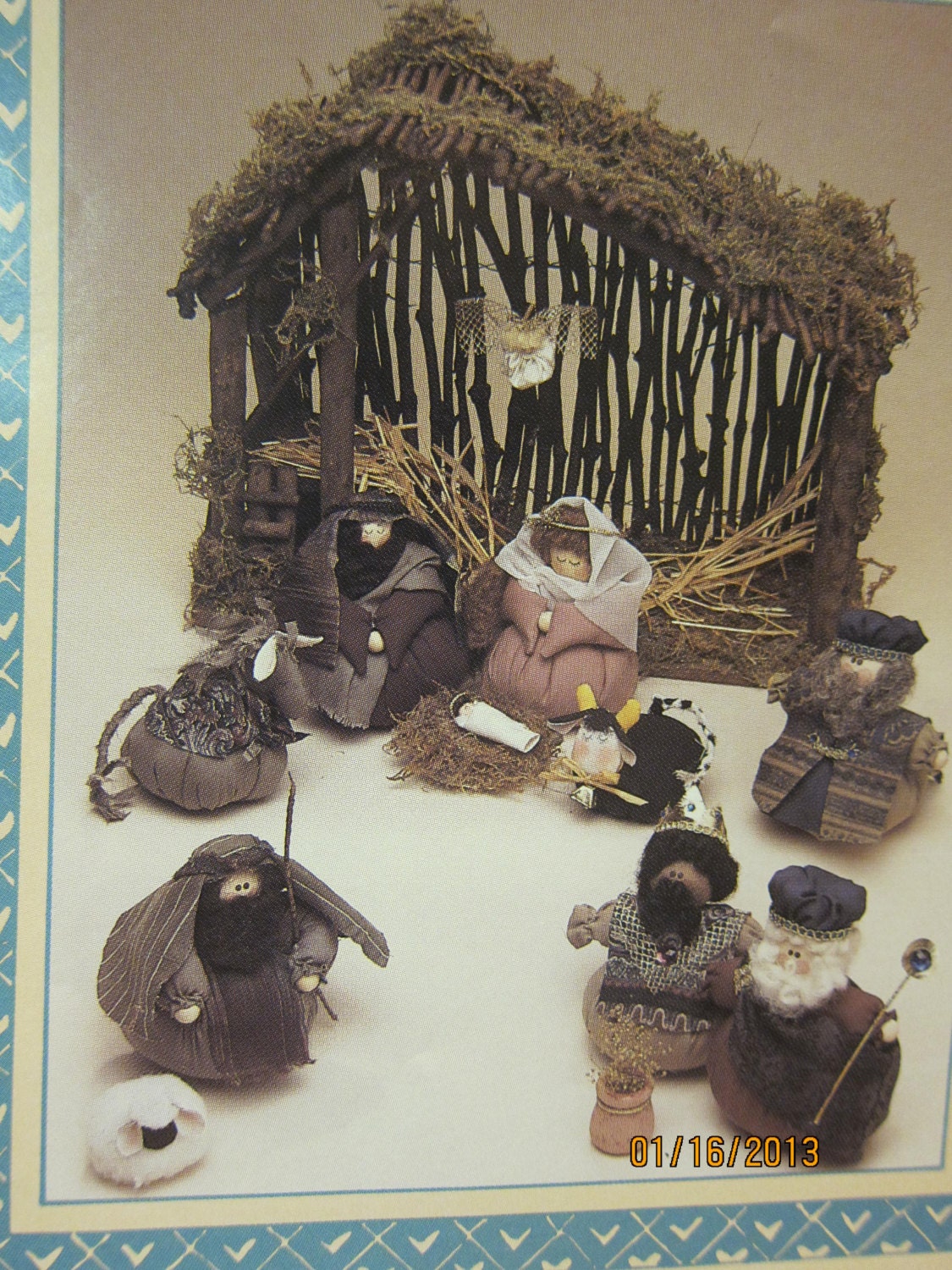 Primitive or Folk Nativity pattern Rolly Polly figures.