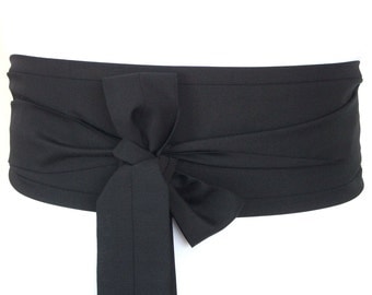 Black Obi Belt / Sash Oriental Japanese Geisha style by