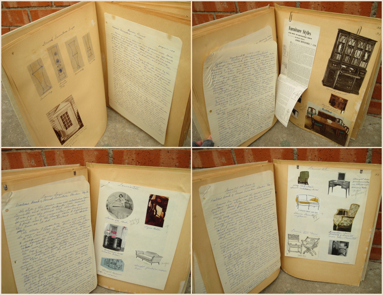 Vintage Scrapbook with History of Furniture School Report – Vintage ...