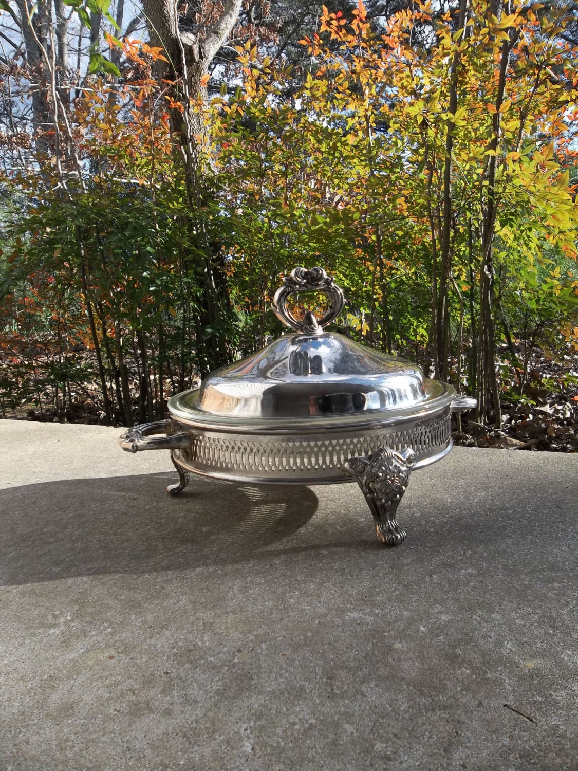 Antique Silver Vintage Silver Plate Serving Bowl Wedding Decor Table ...