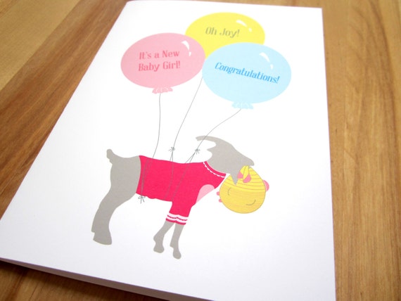 New Baby Congratulations Goat Announcement Card Birth