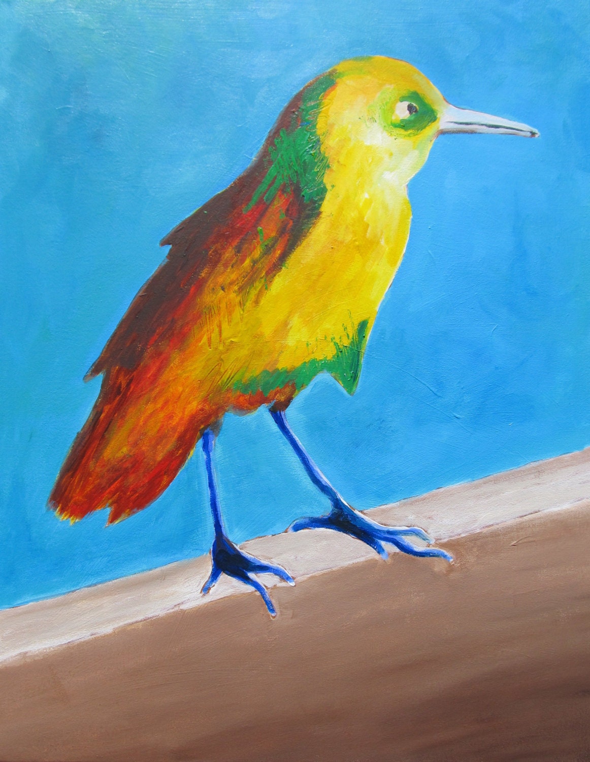 Original Acrylic Colorful Bird Painting