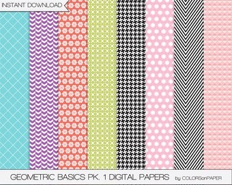 Chalkboard Digital Paper Pack in Green and Black. by ColorsonPaper