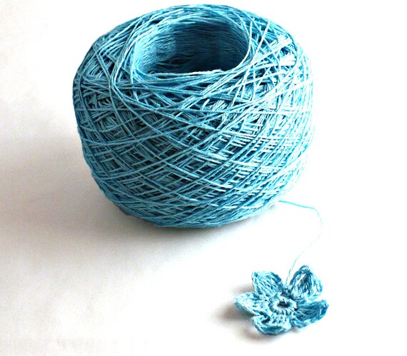Crochet Thread 3 Ply Linen Thread Light Teal by Nothingbutstring
