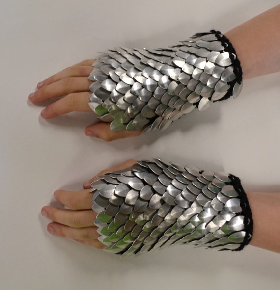 Scale Maille Armor Gauntlets In Knitted By Crystalsidyll On Etsy