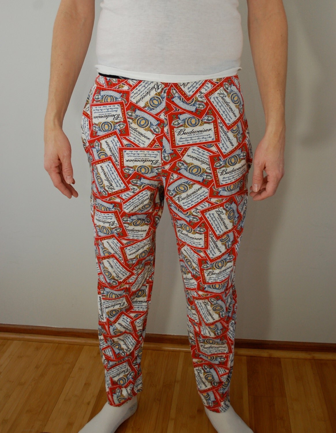 Vintage BUDWEISER Beer pants pajama zubas mens sz. med