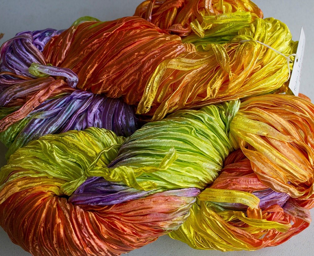 Party Hand dyed ribbon yarn Tex Mex nylon 395 yds