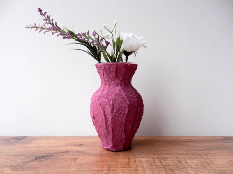 Pink vase / pink plum Vase / Pink home decor / stained