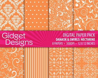Orange digital paper | Etsy