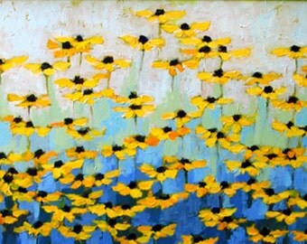 Yellow flower art | Etsy