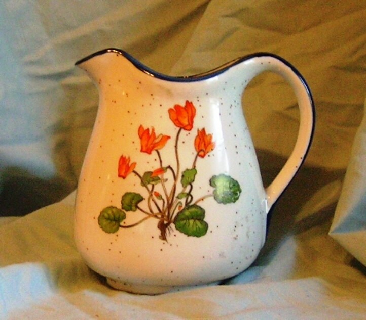 Cream Color Decorative Milk Pitcher Ceramic with Orange Flowers – Haute ...