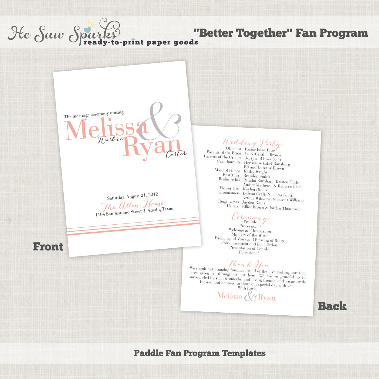 Printable Paddle Fan Program Better Together Collection