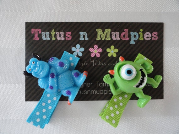 Items similar to Monster Inc. Hair Clips - James P. "Sulley" and Mike ...
