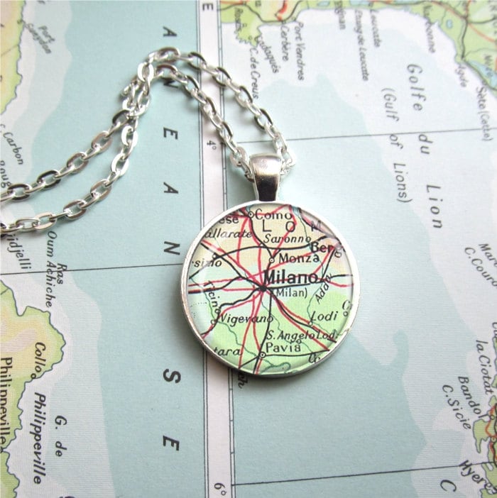 Vintage Map Pendant Customized Map Necklace Map Jewelry
