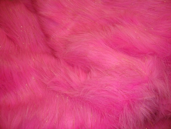 Fur Faux fake Hot Pink Sparkle Faux Fur Fabric Per Yard