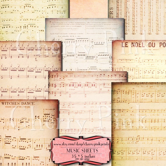 SHEET MUSIC Digital Collage Sheet musical scrapbook paper