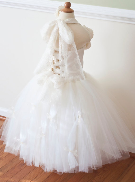 Flower Girl Tutu Dress Floor Length Sewn Tutu Dress With Satin