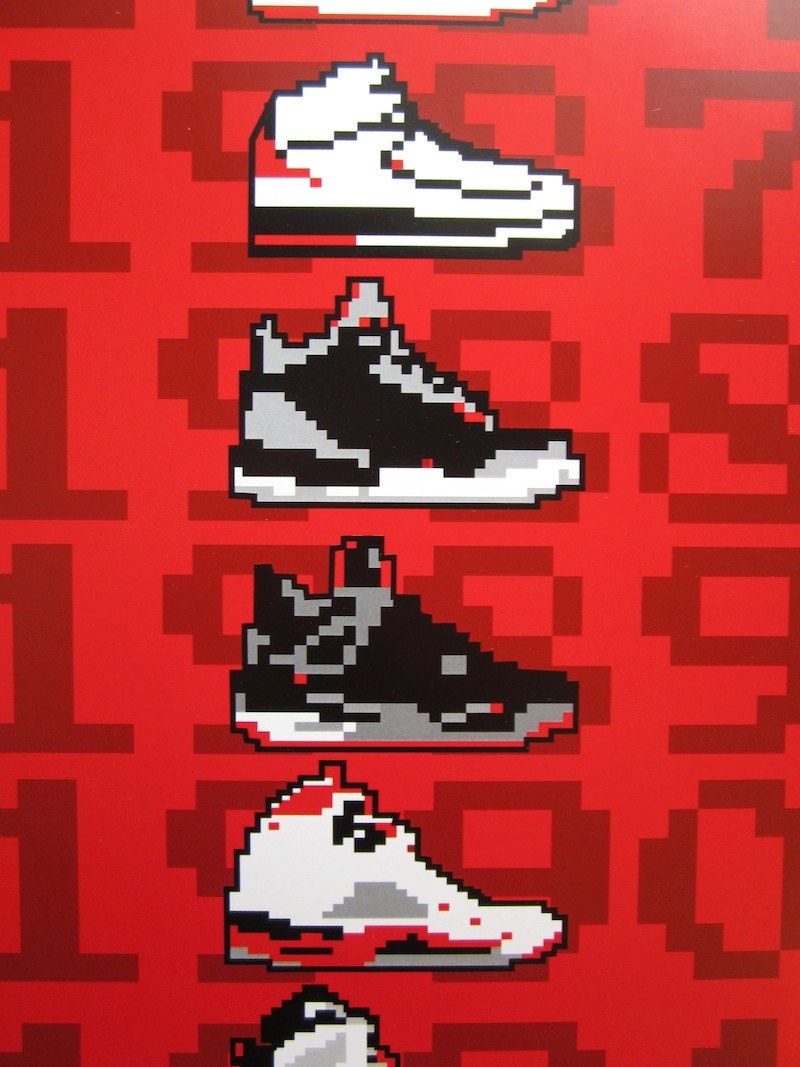 Air Jordan 8 Bit Sneaker Digital Print