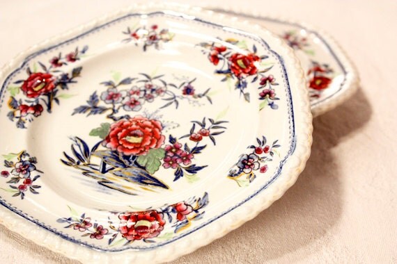 SALE – Antique J & W Ridgway Ironstone China Plates – Circa. 1835 ...