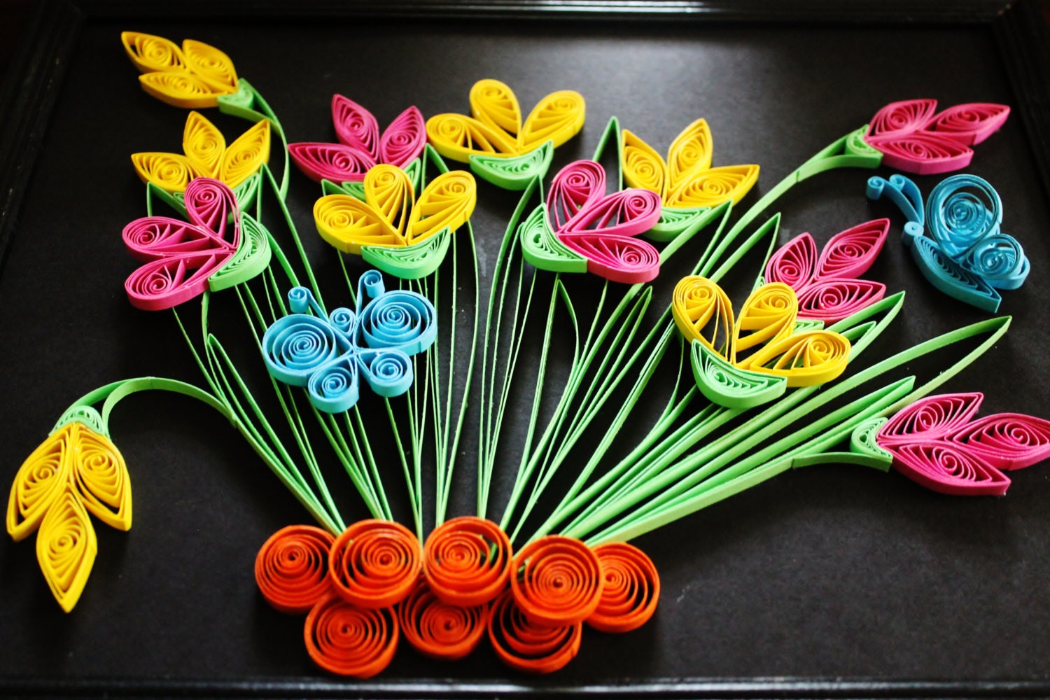 Paper Quilled Art Spring Time Flowers OOAK by Quilling247