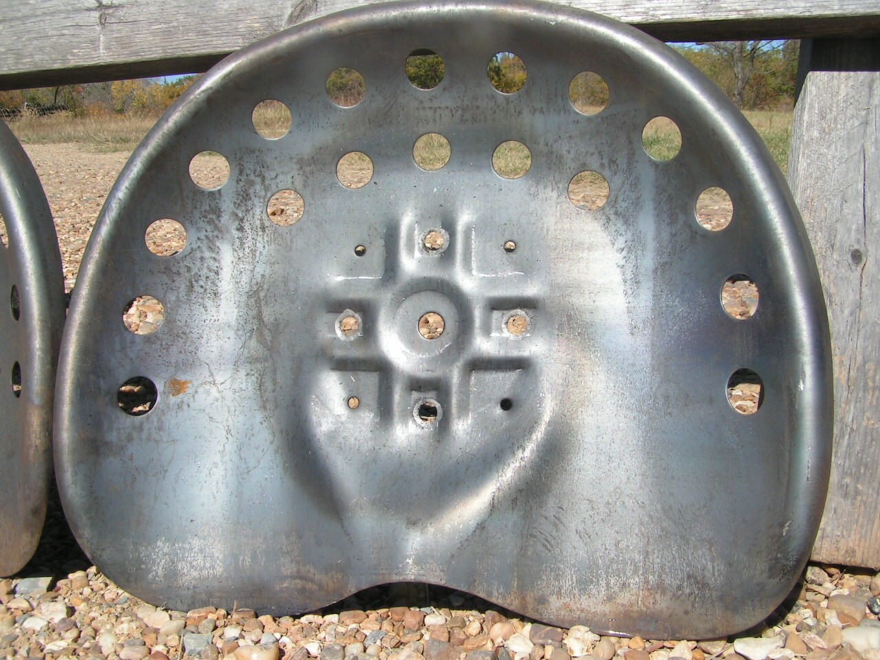 TWO Steel tractor Metal Farm machinery stool seat s New Old