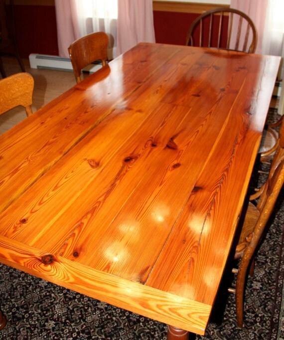 farmhouse table with reclaimed southern yellow pine top