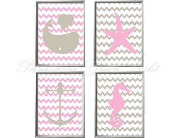 Pink Nautical Nursery Girl Nautical Chevron Baby Nursery Girl Pink Grey ...