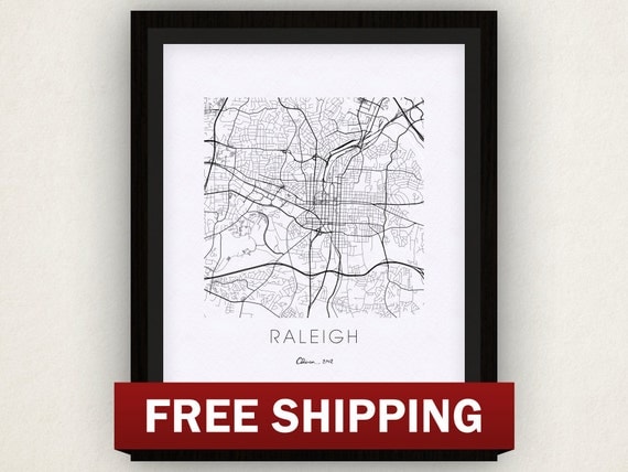 Raleigh Map Print by iLikeMaps on Etsy