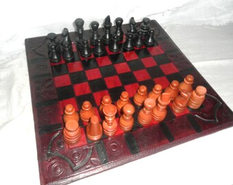 Leather chess set | Etsy