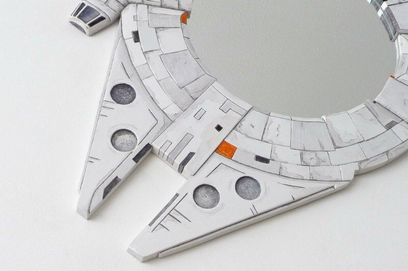 Millennium Falcon Star Wars Art Wooden Handcarved Mirror