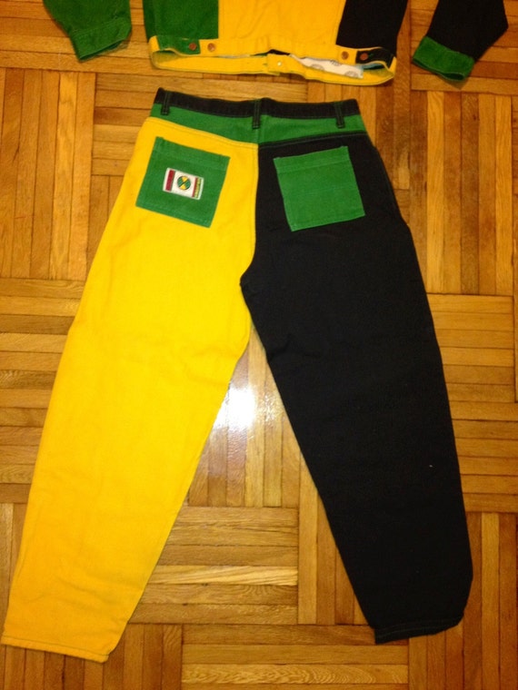 Vintage 90s RARE CROSS COLOURS denim jacket and jean rasta