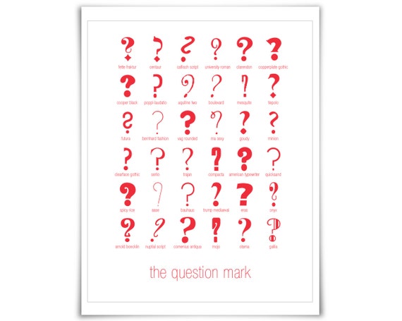 Question Marks Art Print Punctuation Typography Poster