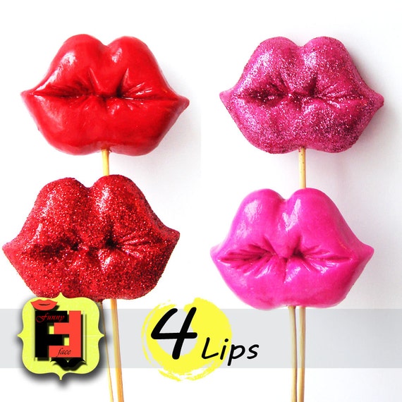 Photo booth Props 4 Plastic lips kiss for wedding