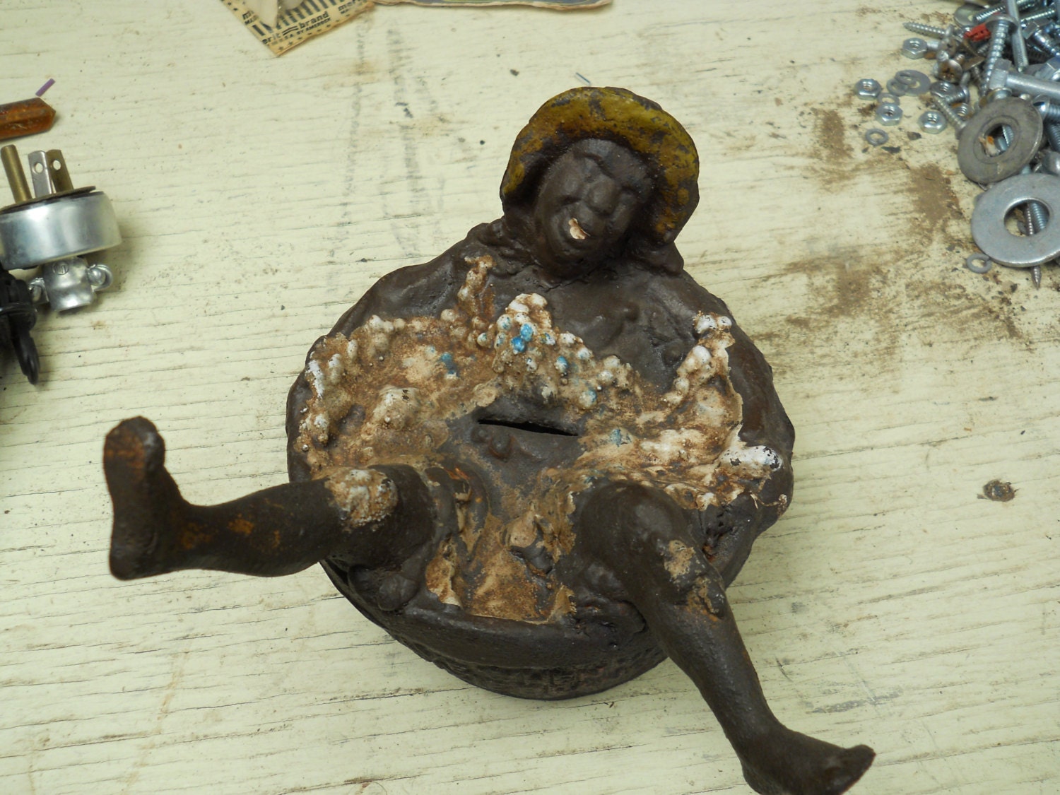 vintage black americana cast iron bank blackboy by fishinglureking