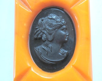 Black bakelite cameo | Etsy