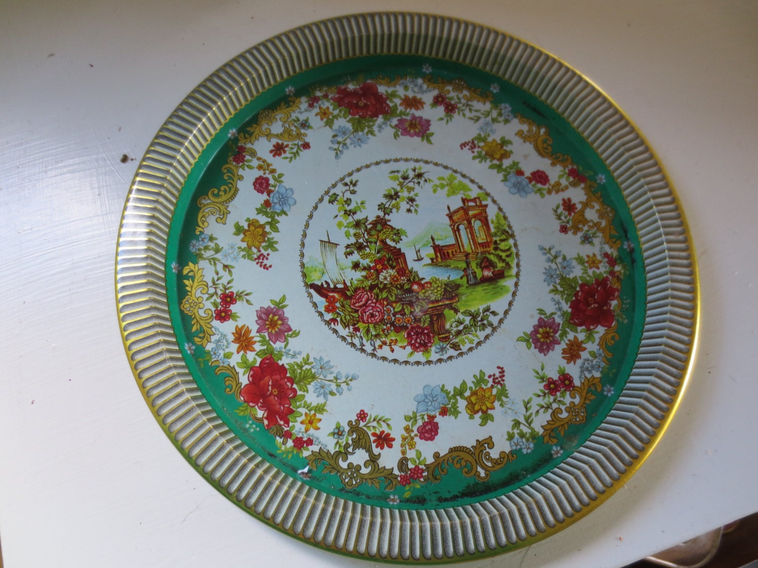 Vintage Daher Decorated Ware, Serving bowl/tray Chinoiserie Style ...