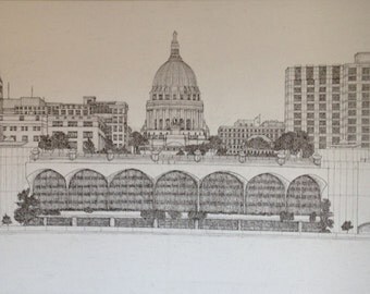 Items similar to Madison, WI skyline at sunset on Etsy