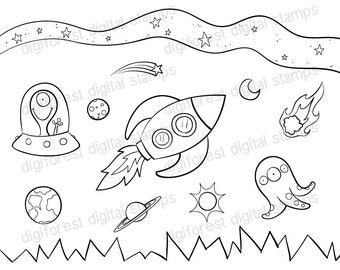Popular items for space coloring page on Etsy