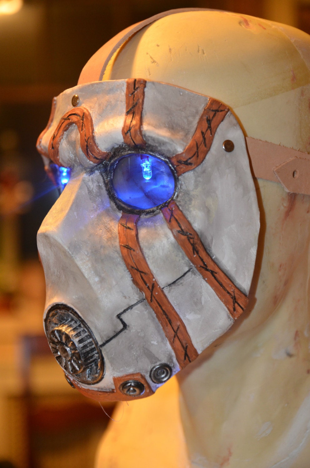 Borderlands Bandit Mask with Leather Straps and Led eyes