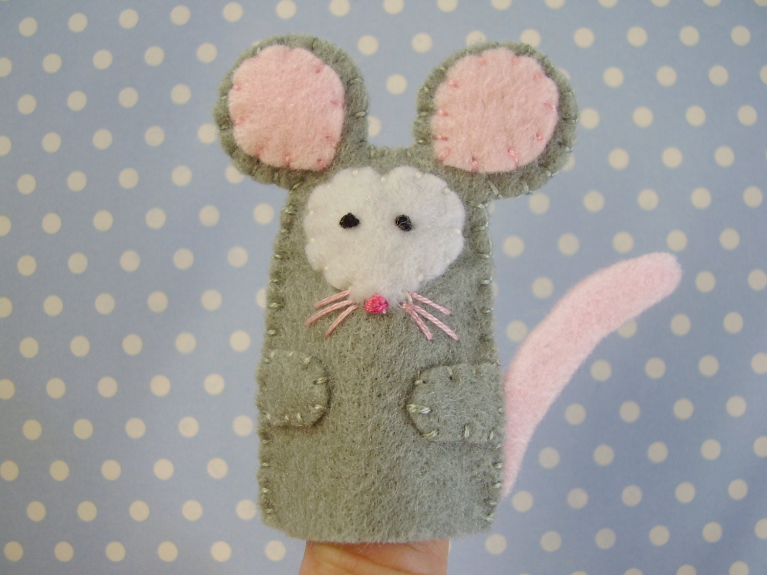 Mouse Finger Puppet Felt by RazzleDazzlebySally on Etsy