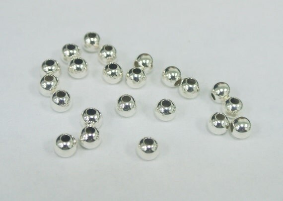 Sterling Silver Beads 4mm Silver Beads Round Silver Beads